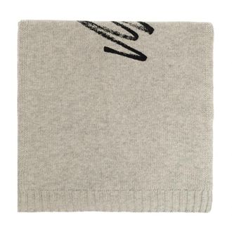 Maison Margiela Wollschal mit Logo - - Accessories - unisex - Grau - ONE SIZE