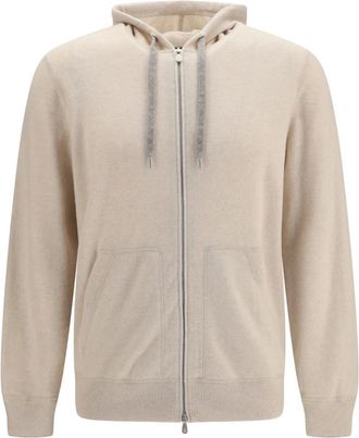 Brunello Cucinelli Sweat &agrave; capuche zipp&eacute; en cachemire - Homme - Sweatshirts et sweats &agrave; capuche - Beige - Taille: S