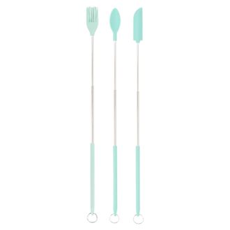 Generic Teleskoper Spatel L&ouml;ffel - einziehbarer Silikonschaber, 3pcs Silikon Sch&ouml;pfer | Tragbares Make-up-Spatel-Set, mehrnutzige &Ouml;lb&uuml;rsten f&uuml;r die K&uuml;che