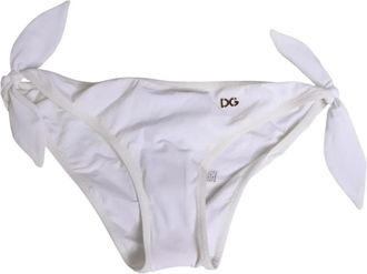 Dolce & Gabbana Femme, Maillots de bain, Blanc, Taille: 38 FR Bas de Bikini &agrave; Noeuds Lat&eacute;raux