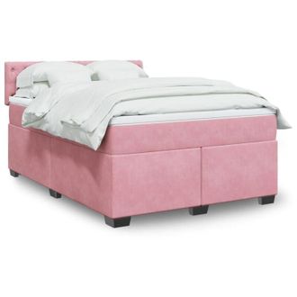 vidaXL Boxspringbett mit Matratze Rosa 160x200 cm Samt Vidaxl