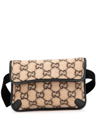 Gucci sac banane fin en laine GG (2000-2015) - Marron