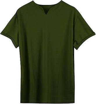 Generic Chemises pour homme adulte à manches courtes Active Performance T-shirt décontracté col rond entraînement gym course à pied hauts basiques, Vert, 4XL