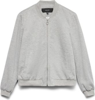 Vero Moda Damen Vmkimiko Ls Short Jersey Bomber Noos, Light Grey Melange, x_l