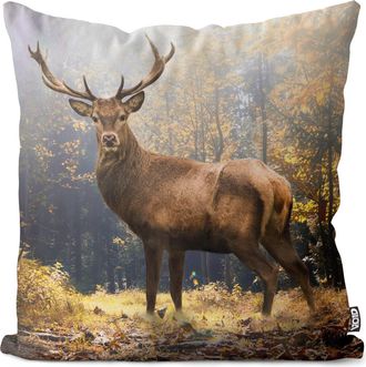 Void Watches Hirsch Wald Herbst Kissenbezug Kissenhülle Sofakissen Kissen Deko Weihnachten Winter Weihnachtsdeko, Kissen Größe:40 x 40 cm