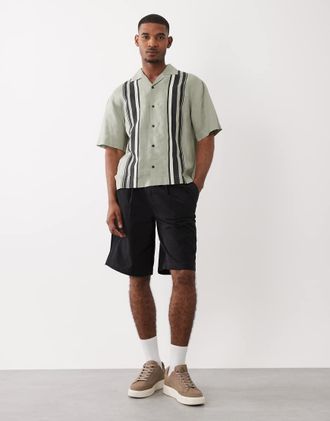 HUGO BOSS HUGO Red - Chemise oversize &agrave; rayures - Vert clair-Bleu