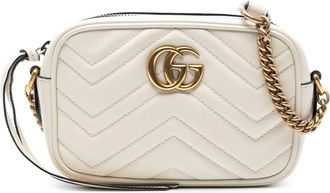 Gucci Hobo Bags - Mini GG Marmont Matelasse Leather Crossbody - Gr. unisize - in Weiß - für Damen