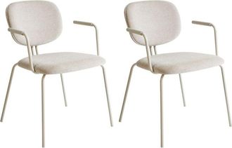 Beliani Beliani - Lot de 2 Chaises de Salle à Manger Moderne Base en Métal avec Accoudoirs Base en Métal Beige Clair Carille