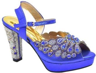 Generic YUJIEBB - Escarpins &agrave; bout ouvert pour femme - Chaussures de luxe &agrave; design creux - Chaussures assorties pour mari&eacute;e, bleu, 40.5 EU