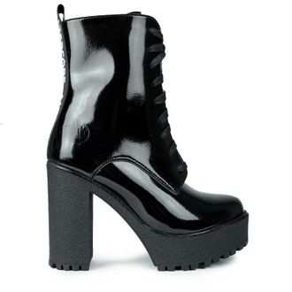 Altercore Damen vegan Stiefel Ivy Patent Schwarz