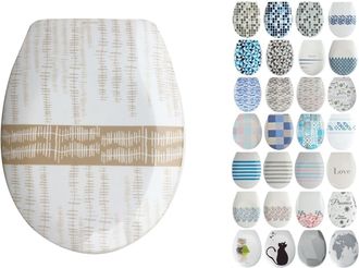 MSV Design WC Sitz, Absenkautomatik, Fast Fix/Schnellbefestigung, Befestigung mit Knopfdruck, Toilettensitz WC Deckel Klobrille Ons Beige, Wei&szlig;