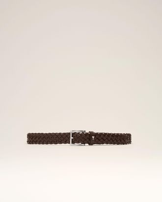 Ami Ami Paris - Ceinture Paris Paris marron tress&eacute;e 30mm en cuir de veau Marron Chocolat - Taille : 105 - Unisex