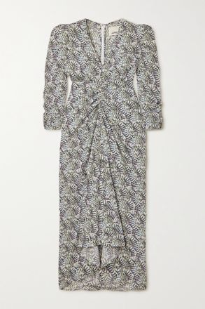 Isabel Marant Albini Asymmetrisches Kleid Aus Bedrucktem Cr&ecirc;pe Aus Einer Seidenmischung - Ecru