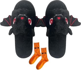 Generic Hausschuhe - -Plüsch-Halloween-Hausschuhe, Rutschfeste Gemütliche Hausschuhe | Flauschige Pantoletten Mit Socken Für Damen, Warme Und Weiche Hausschuh