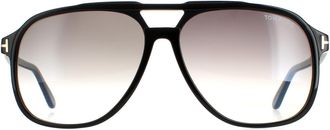 Tom Ford Lunettes de soleil Tom Ford Raoul FT0753 01b Gradient de fum&eacute;e noire brillante