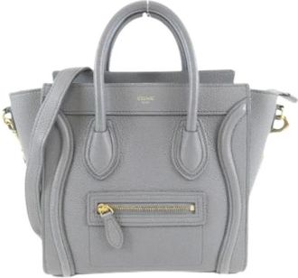 Celine Pre-owned Luggage Nano Shopper Calf Handbag - Femme - Pre-owned - Gris - Taille: ONE Size