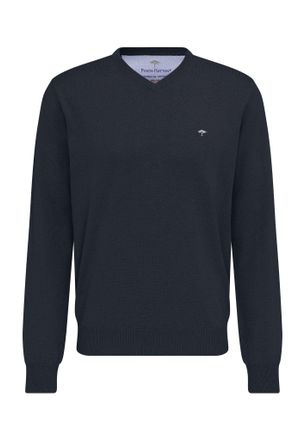 Fynch-Hatton Pullover aus Baumwolle mit V-Ausschnitt Navy / 3XL