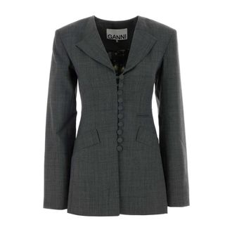 Ganni Blazer in Wollmischung - - Jackets - Damen - Grau - S