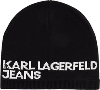 Karl Lagerfeld Karl Lagerfeld Jeans, Femme, Bonnet &Agrave; Logo Simple Couche, Noir, One Size