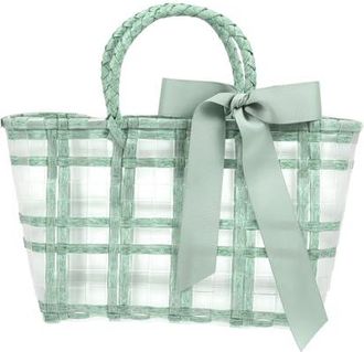 Frcolor Sac Main Plage Tissé Plastique Transparent Étanche pour Femme été Voyage avec Poignée Confortable Vert