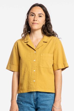 Matona Damen vegan Hemd Seersucker Gelb