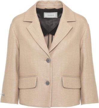 PESERICO Femme, Vestes, Beige, Taille: 44 FR Veste Boxy en Raphia