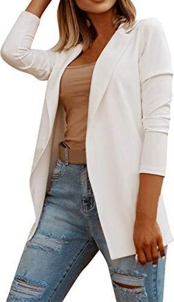 Generic 2026 Vestes pour femmes Manteau &agrave; manches longues pour femmes Top Wear Blouse Femmes Loose Casual Jacket, blanc, XL