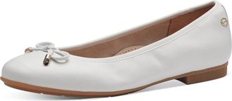 Tamaris COMFORT Damen Ballerinas aus Leder mit Schleife, Weiß (White), 40 EU