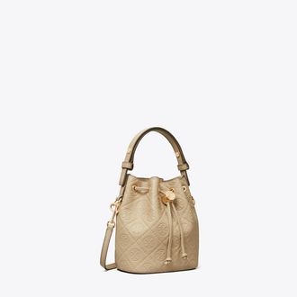 Tory Burch Damen Strukturierte Mini Bucket Bag mit T-Monogramm