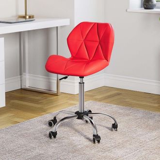 Home Discount Geo Chaise de Bureau Cuir Synthétique Réglable Fauteuil Bureau Ordinateur Siège Pivotant Rembourré H 96 x L 47.5 x P 49 cm, Rouge
