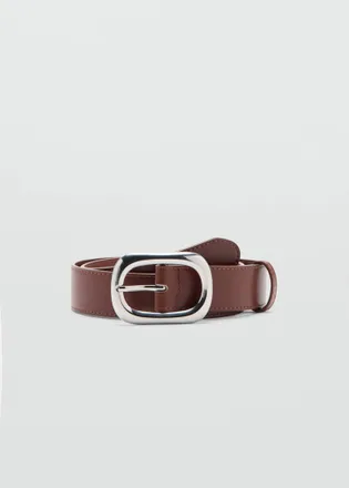 Mango Ceinture boucle ovale marron - Femme - XL - MANGO