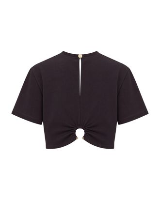 Sessun Recycled Polyester Cropped Crop Top - Black