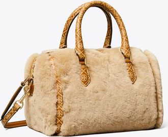 Tory Burch Petite Barrel Bag aus Lammfell mit T-Monogramm