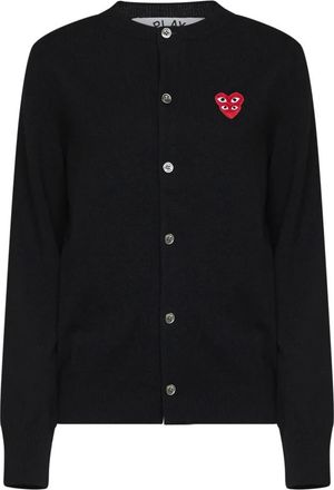 Comme Des Gar&ccedil;ons Double Heart Cardigan - - Knitwear - Damen - Schwarzk - S