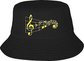 Generic Chapeau De Seau Unisexe Note De Musique Piano Dr&ocirc;le Seau Chapeau &Agrave; Large Bord Respirant Bonnet Soleil, pour Sports, De P&ecirc;che, La Randonn&eacute;e, 56-58cm
