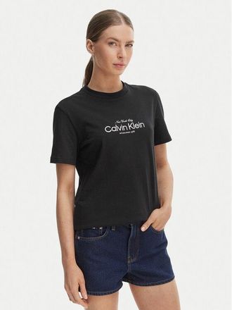 Calvin Klein Jeans T-Shirt NYC Logo LV047F810G Schwarz Classic Fit