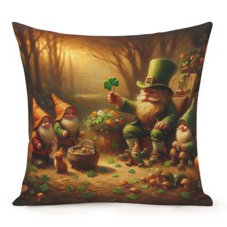 Generic Throw Pillow Covers St. Patricks Day Gnomes Shamrock Leprechaun Sofakissenh&uuml;llen Maschinenwaschbar Kissenbezug Weich Pillow Cases for Wohnzimmer Sofa 
