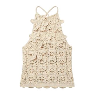 Pinko Pinko, Femme, Tops, Jaune, Taille: 36 FR Top &agrave; effet crochet avec fleurs appliqu&eacute;es