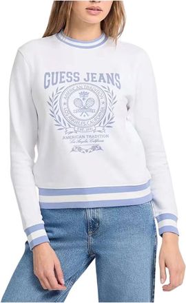 Guess Femme, Sweatshirts et sweats &agrave; capuche, Blanc, Taille: 36 FR Crewneck SweaT-shirt