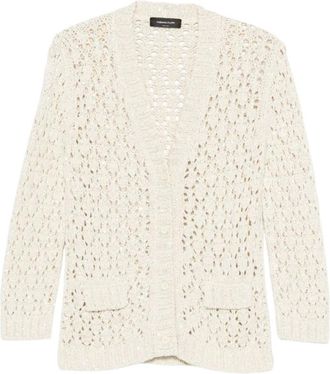 Fabiana Filippi Femme, Pulls, Blanc, Taille: 42 FR Cardigan en maille ajour&eacute;e