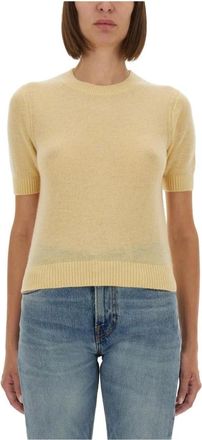 Guest In Residence Femme, Pulls, Beige, Taille: 40 FR Short Sleeve Cashmere Blend Knit Top