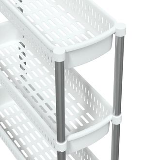 Generic 3 -Tier -Speicher Trolley Aluminiumrahmen Einfach zu Bewegen, um Multifunktionaler Organizer Silber und Weiß mit 4 Rädern zu Bewegen