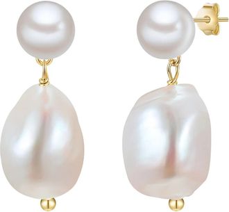 Glanzst&uuml;cke M&uuml;nchen Ohrringe - Sterling Silber Ohrh&auml;nger S&uuml;&szlig;wasser-Zuchtperle - Gr. unisize - in Wei&szlig; - f&uuml;r Damen