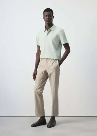 Mango Polo slim-fit piqu&eacute; de coton vert pastel - Homme - XXL - MANGO MAN