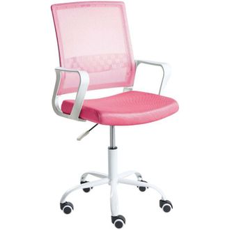 Beliani Chaise de Bureau Rev&ecirc;tement en Maille Rembourr&eacute; Hauteur R&eacute;glable Pivotante Accessoire Rose Ease