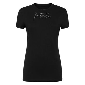 Philipp Plein Femme, Tops, Noir, Taille: 42 FR Pure Fit T-Shirt Strass Fatale