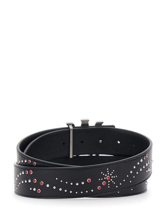 Amiri Mens Belt Logo Buckle Black Leather Cow