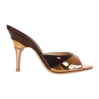 Gianvito Rossi Femme, Chaussures, Brun, Taille: 37 1/2 EU G10127 Metal Heeled Mules