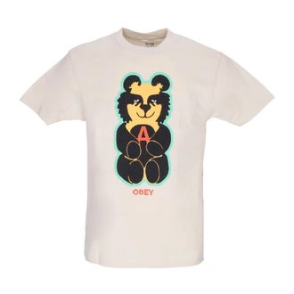 Obey Klassisches Teddy Cream Tee mit Print - - Tops - Herren - Beige - S