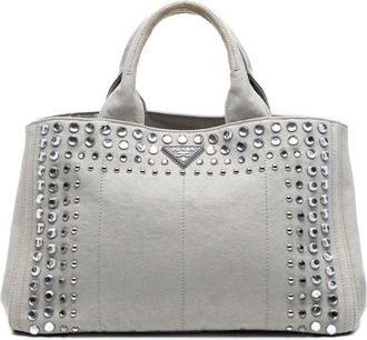 Prada Hobo Bags - Canvas Canapa Bijoux Satchel - Gr. unisize - in Grau - für Damen